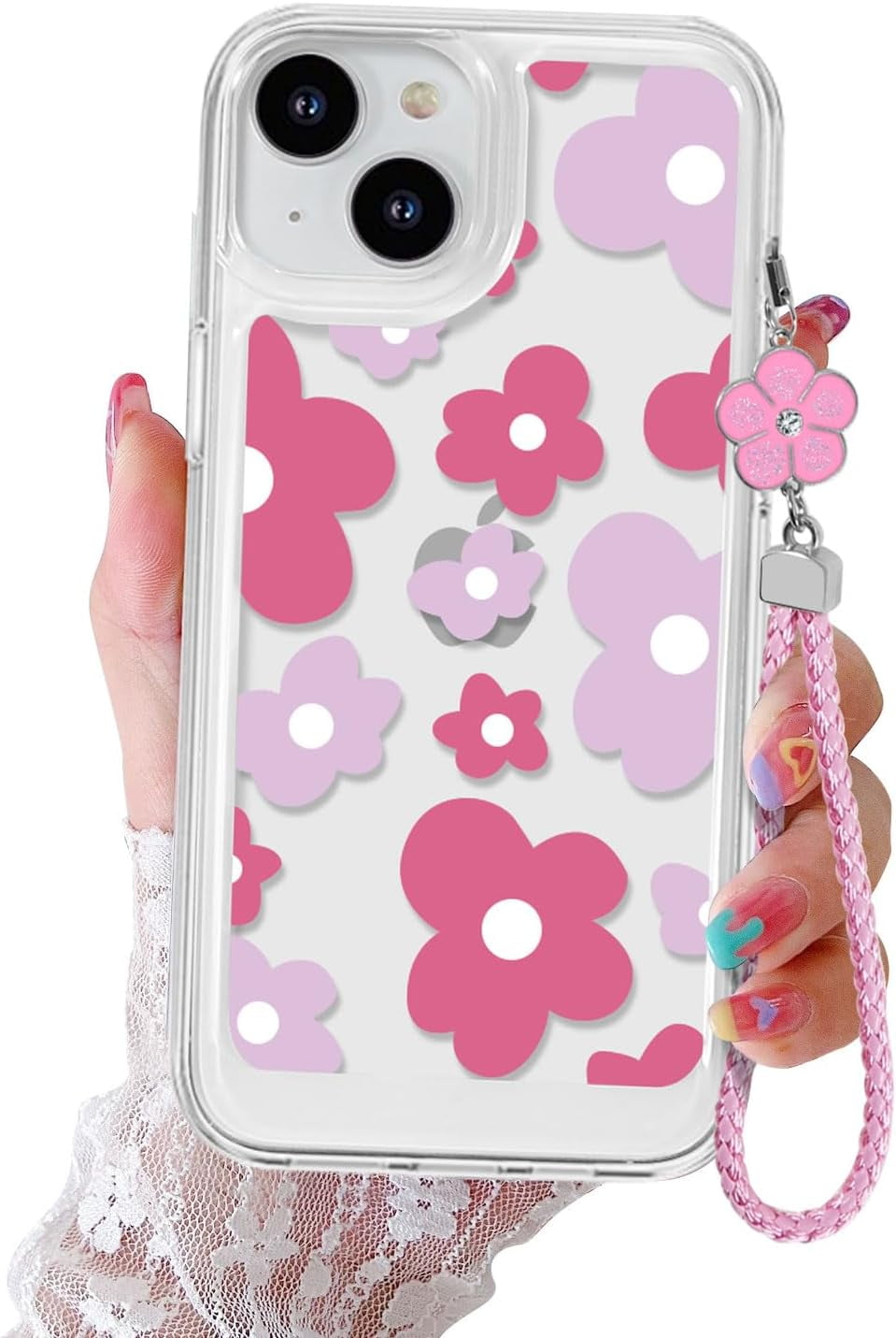 Compatible with iPhone 13 Case Cute Flower Clear with Floral Pattern ...