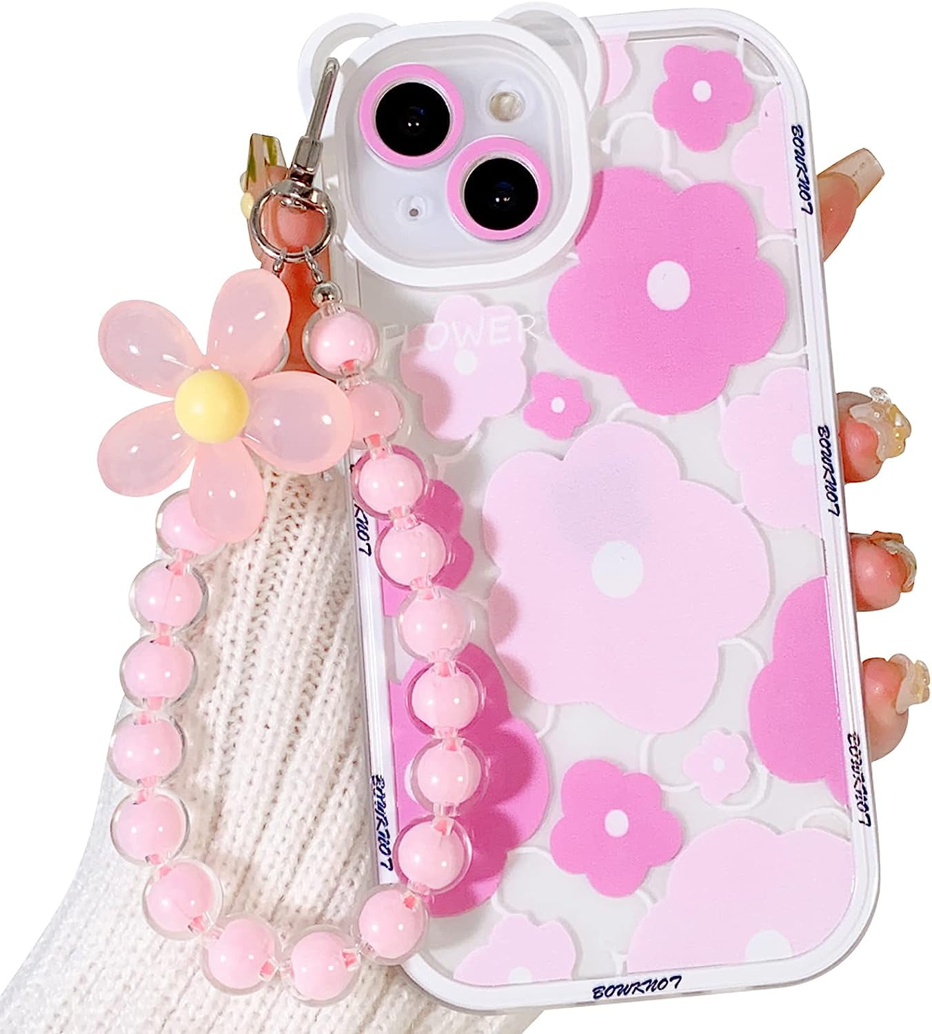 Compatible for iPhone 13 Case with Lovely Flower Bracelet Chain Cute ...