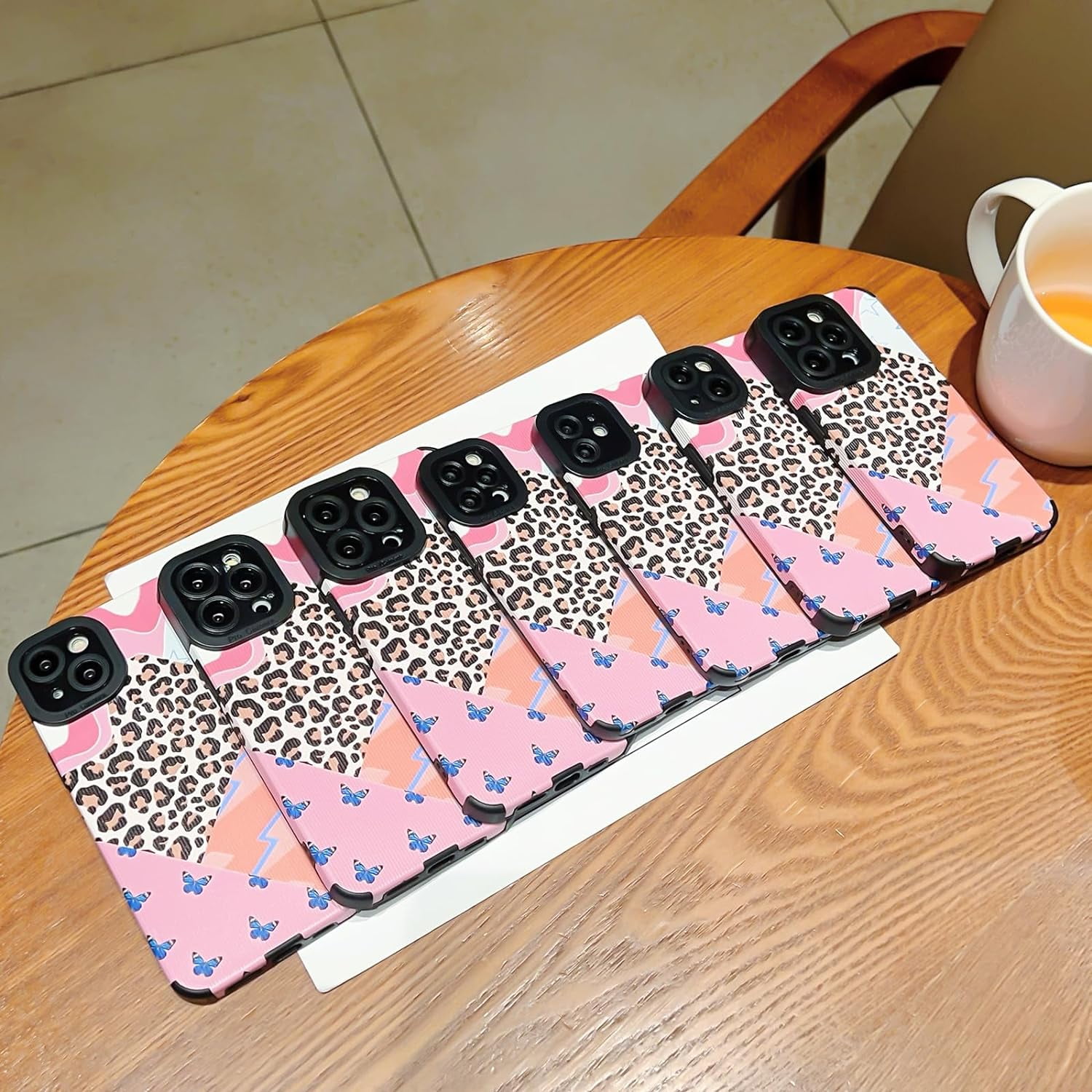 Compatible for iPhone 13 Phone Case,Cute Leather Leopard and spot Cow Splicing Patter,Soft TPU ...