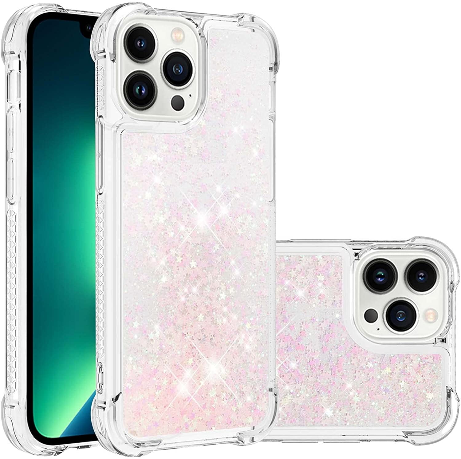 Compatible with iPhone 13 Pro Case, Bling Glitter Liquid Clear Case ...