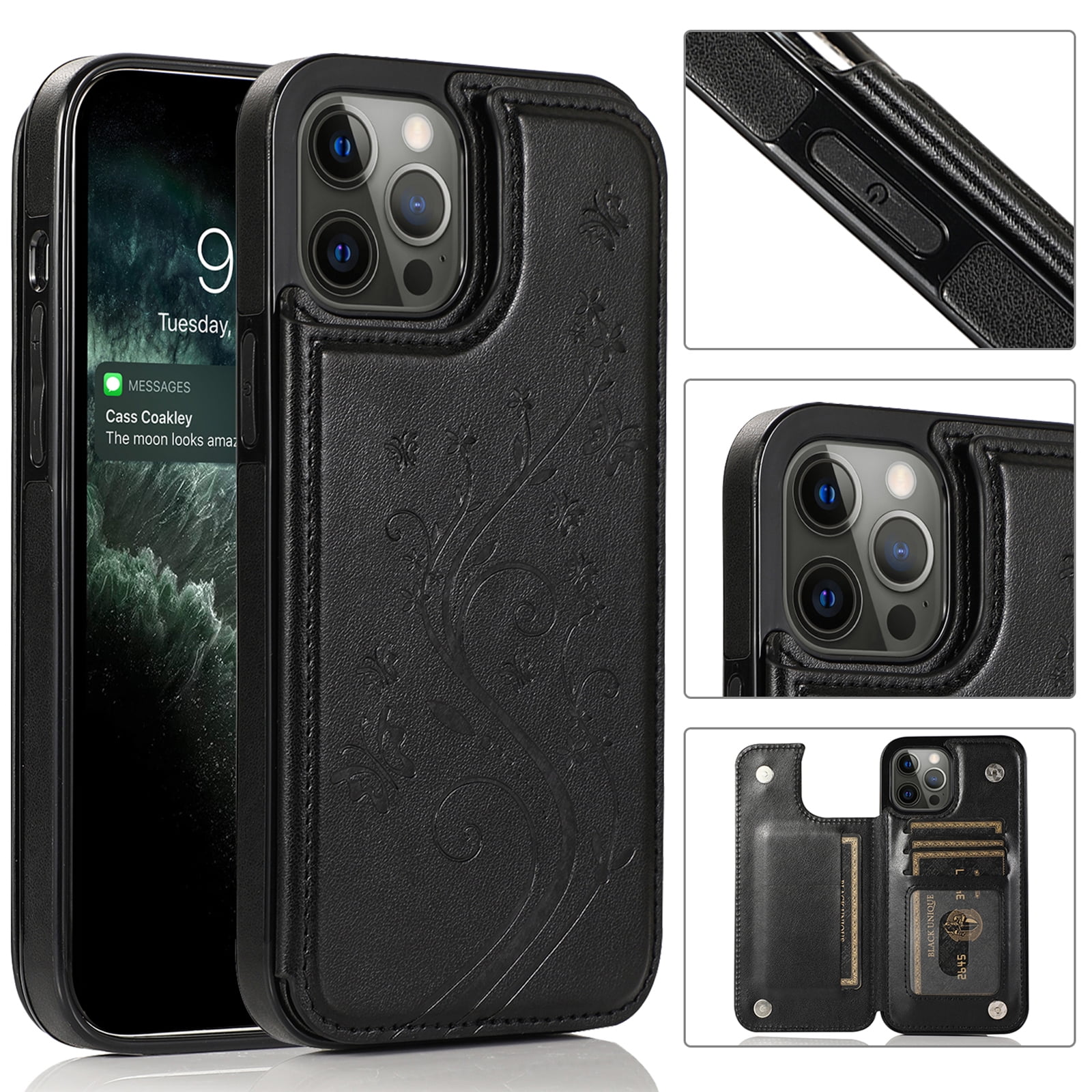 Compatible with iPhone 13 Pro Case Wallet with Card Holder,Embossed ...