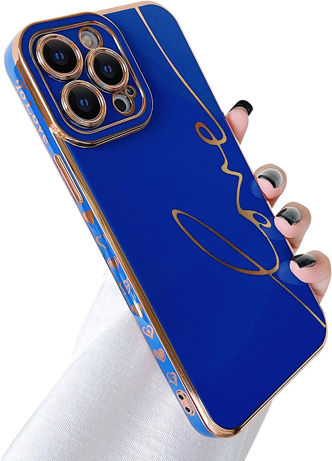 Compatible with iPhone 13 Pro Max Case Cute, Luxury Plating Love Letter Case for Women Girls ...