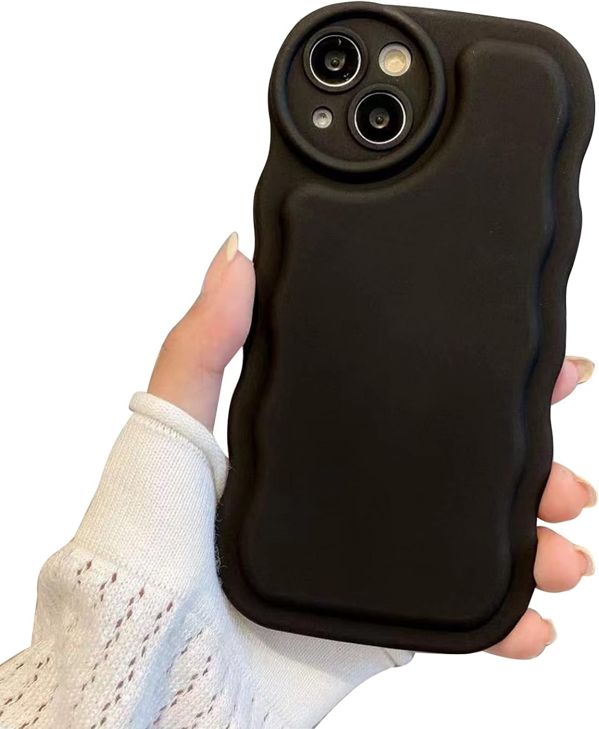 Compatible with iPhone 13 Pro Max Case, Solid Color Cute Curly Wave ...