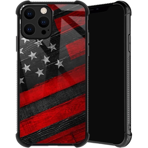 Compatible with iPhone 13 Pro Max Case, Wood American Flag Phone Cover ...