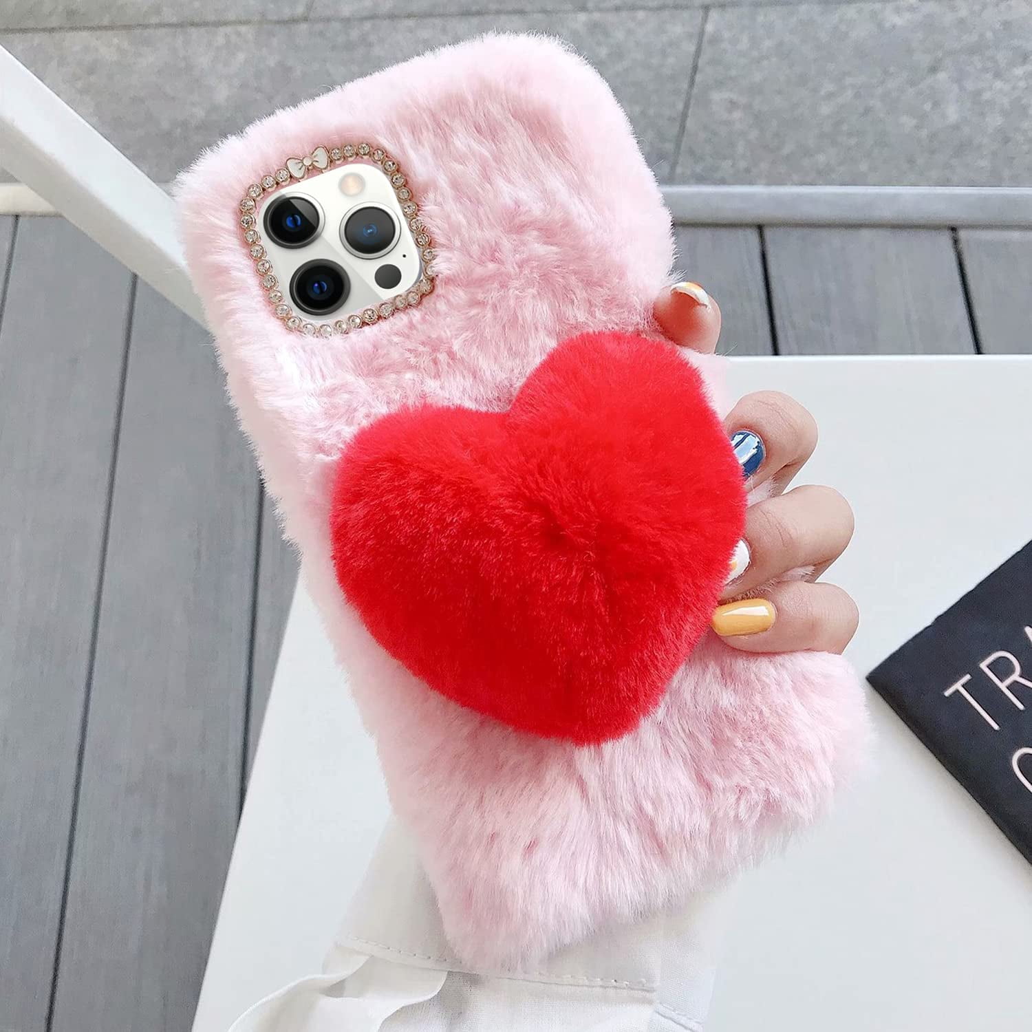 Compatible with iPhone 13 Pro Max Fuzzy Fluffy Case for Women Girls 3D ...