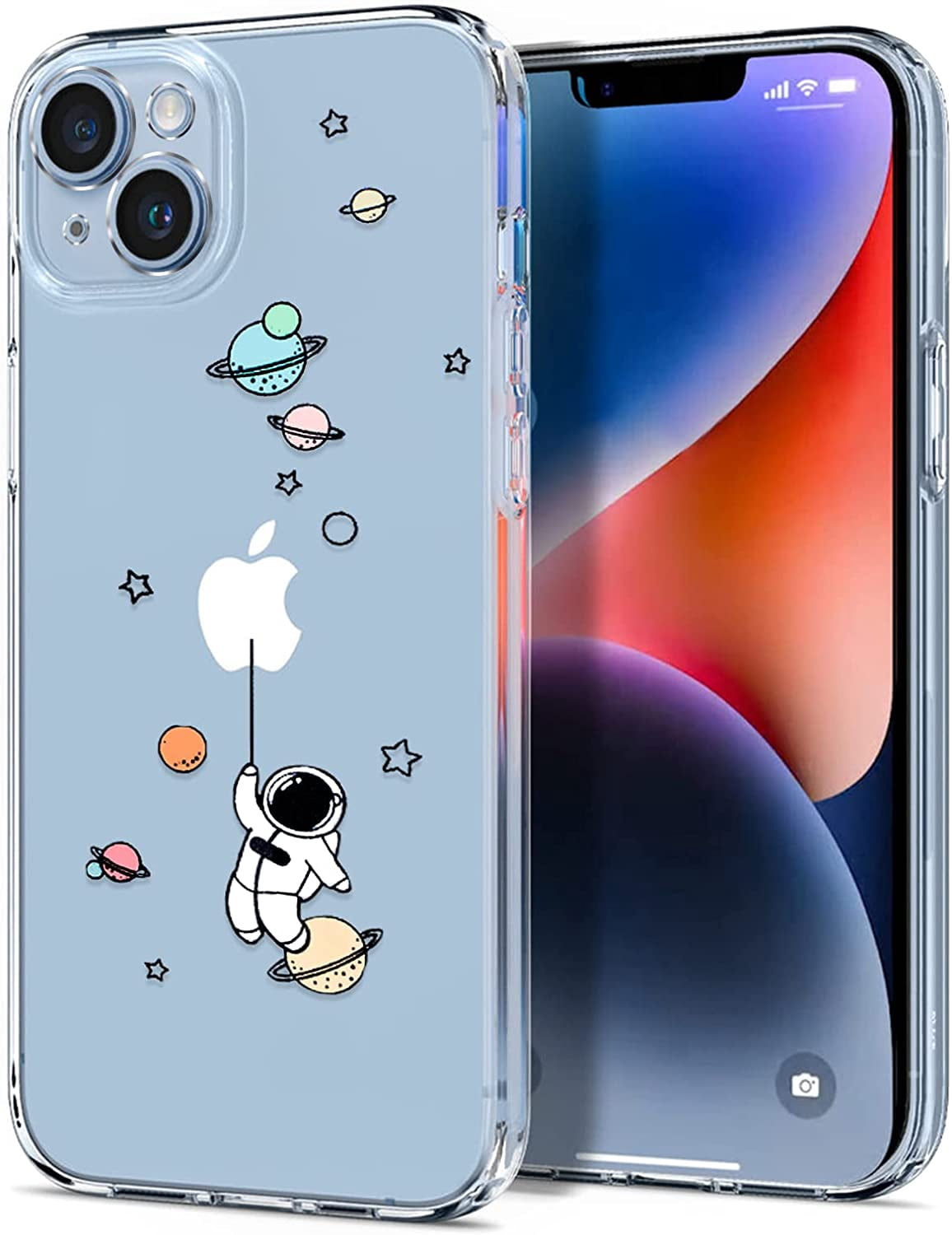 Compatible with iPhone 14 Case Clear Cute with Astronaut Outer Space ...