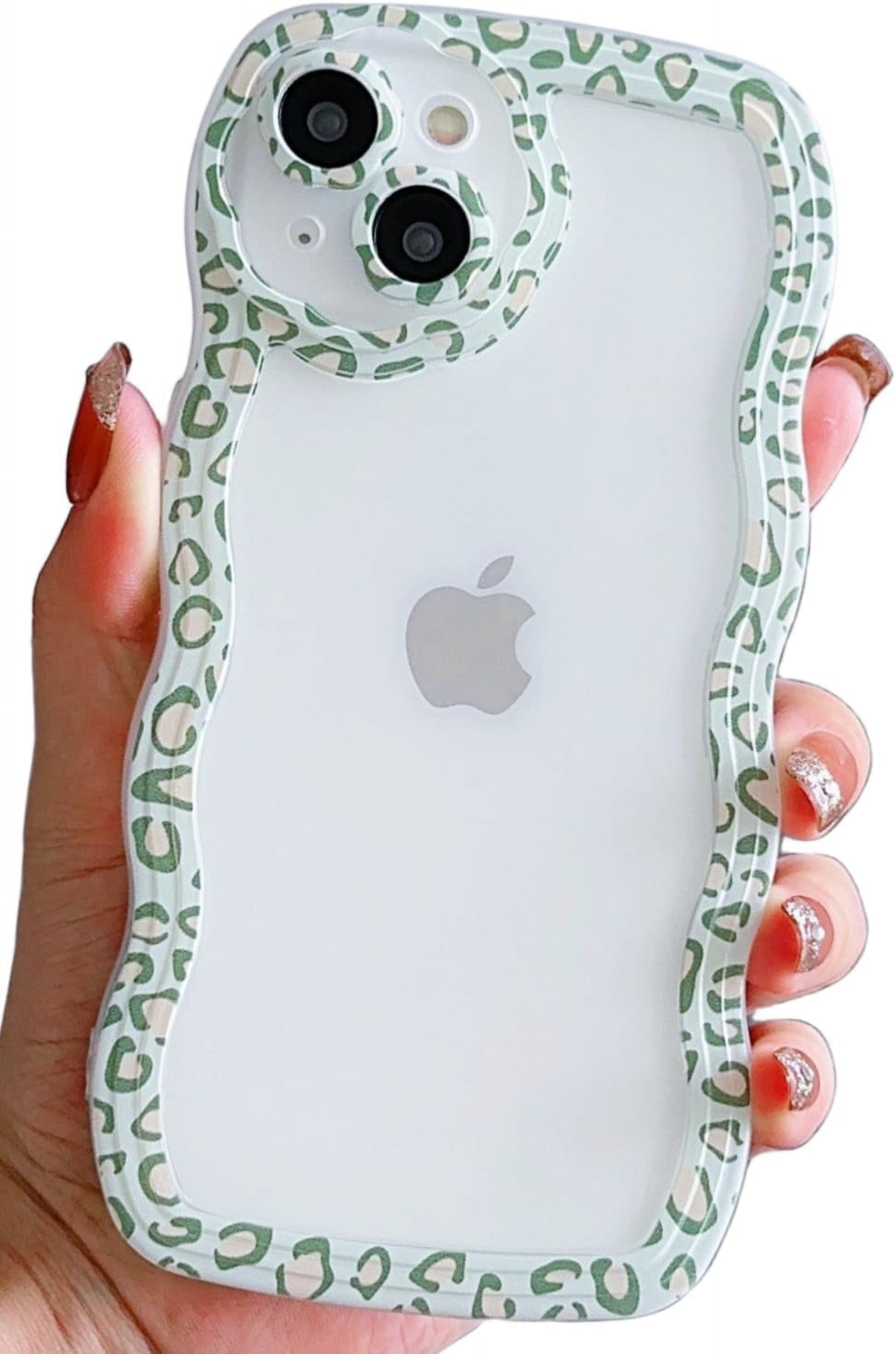 Compatible with iPhone 14 Case Clear with Green Leopard Print Frame ...