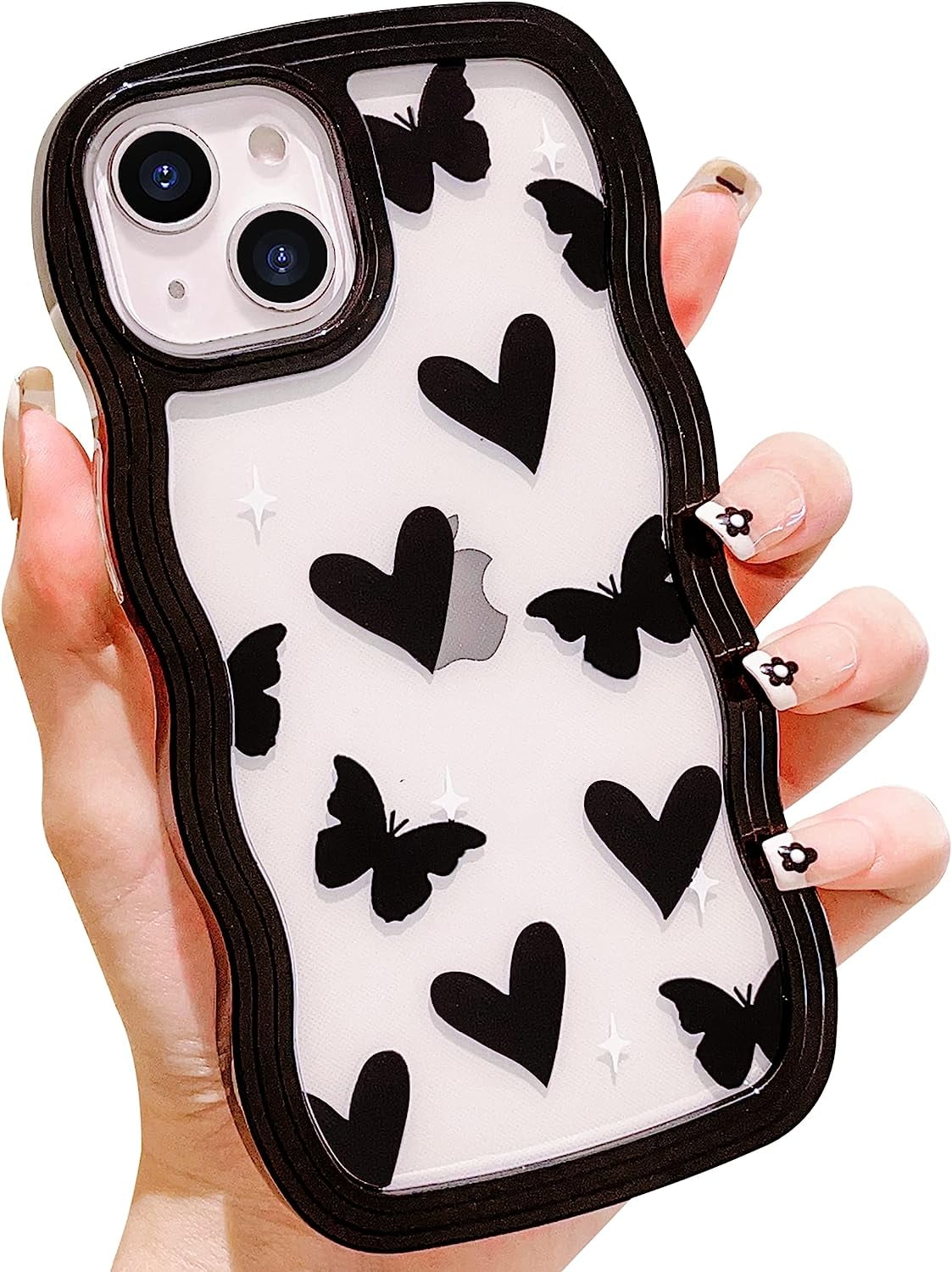 Compatible with iPhone 14 Plus Phone Case Butterfly Heart Cute Pattern ...