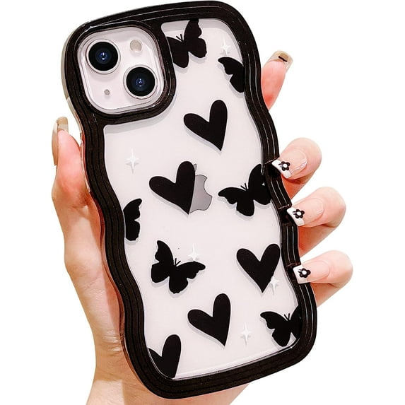 Compatible with iPhone 14 Plus Phone Case Butterfly Heart Cute Pattern ...