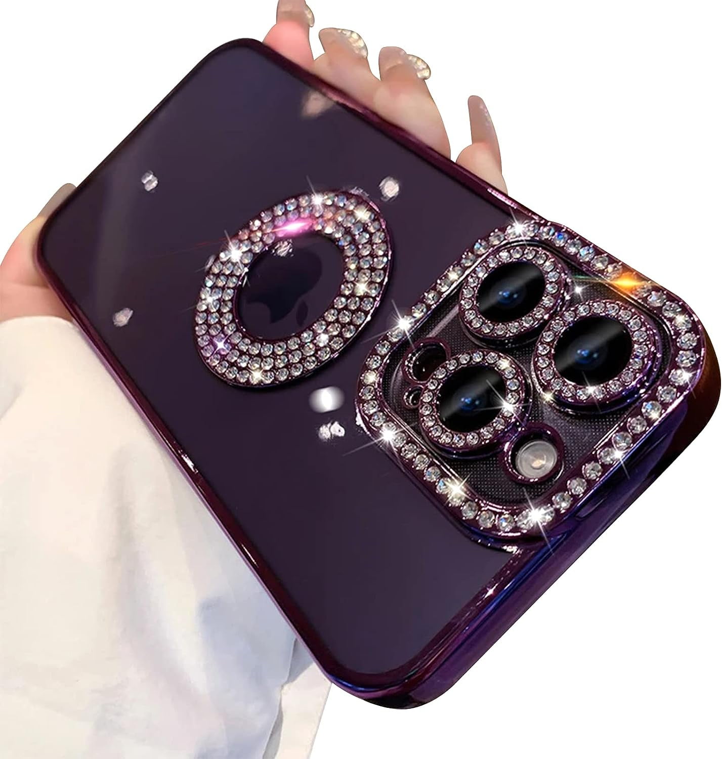 Compatible for iPhone 14 Pro Case with Luxury Clear Plating Logo View ...