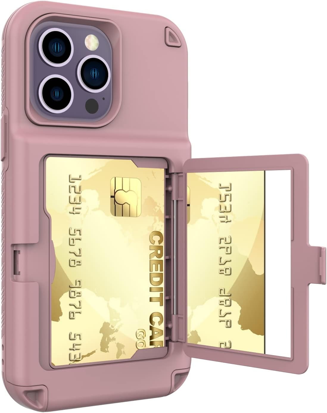 Compatible with iPhone 14 Pro Max Case Mirror Case with Card Holder ...
