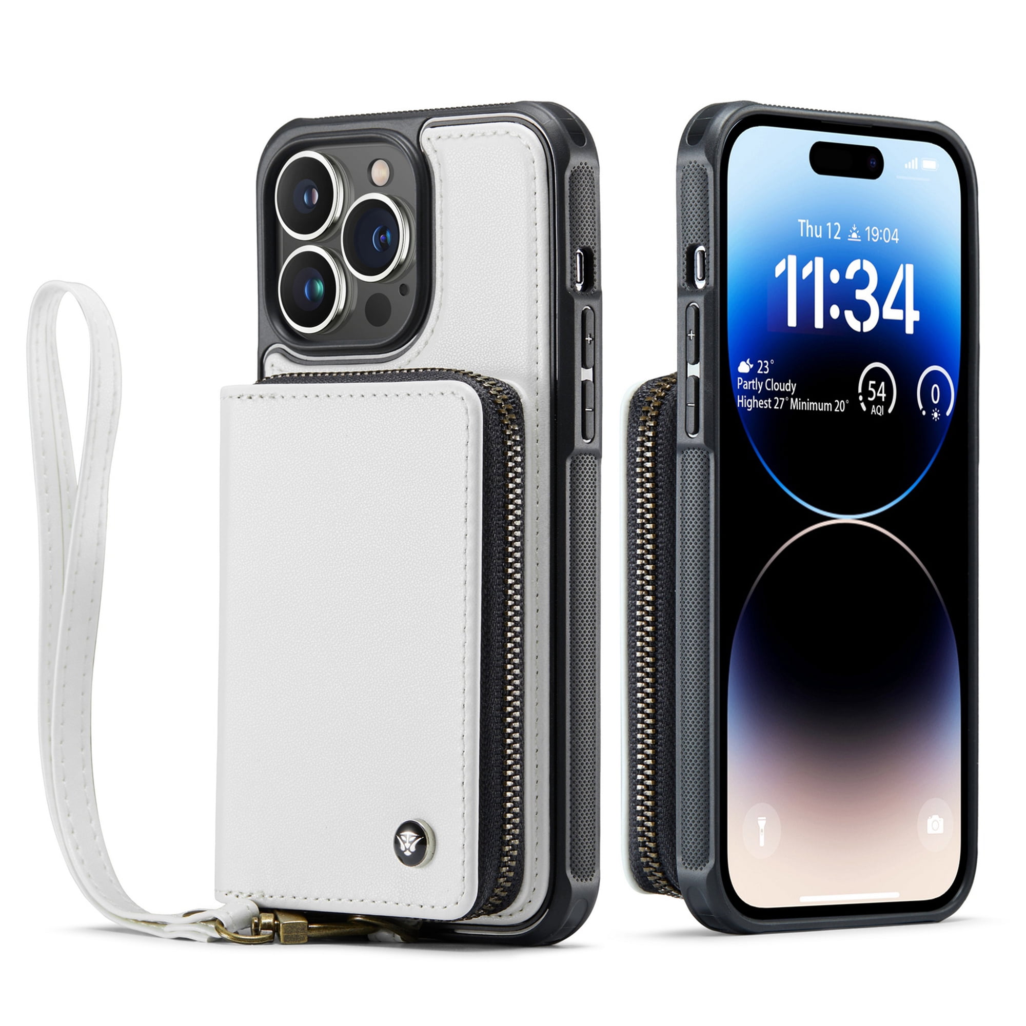 Compatible with iPhone 14 Pro Max,Shockproof Zipper Wallet Case with ...