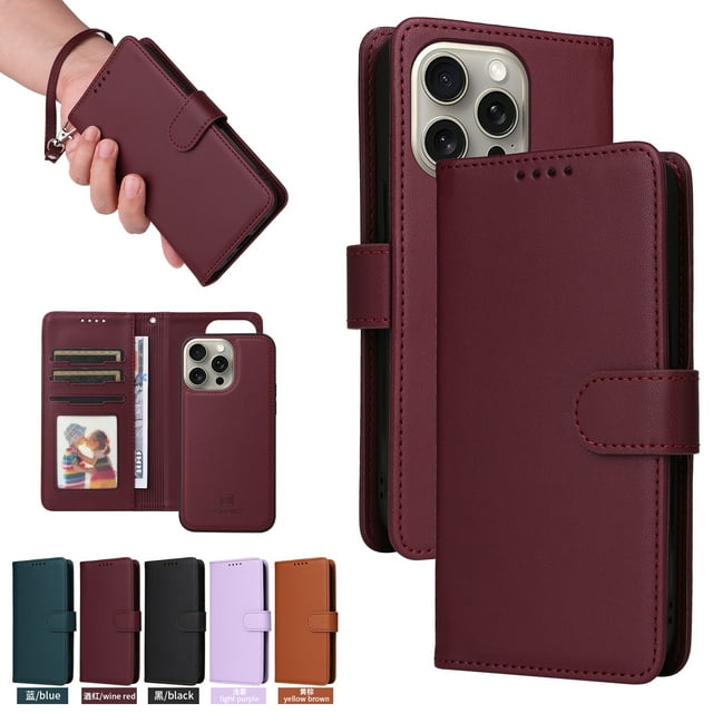 Compatible with iPhone 14 Pro Phone Case Detachable Wallet, Magnetic Flip Folio with Credit Card ...