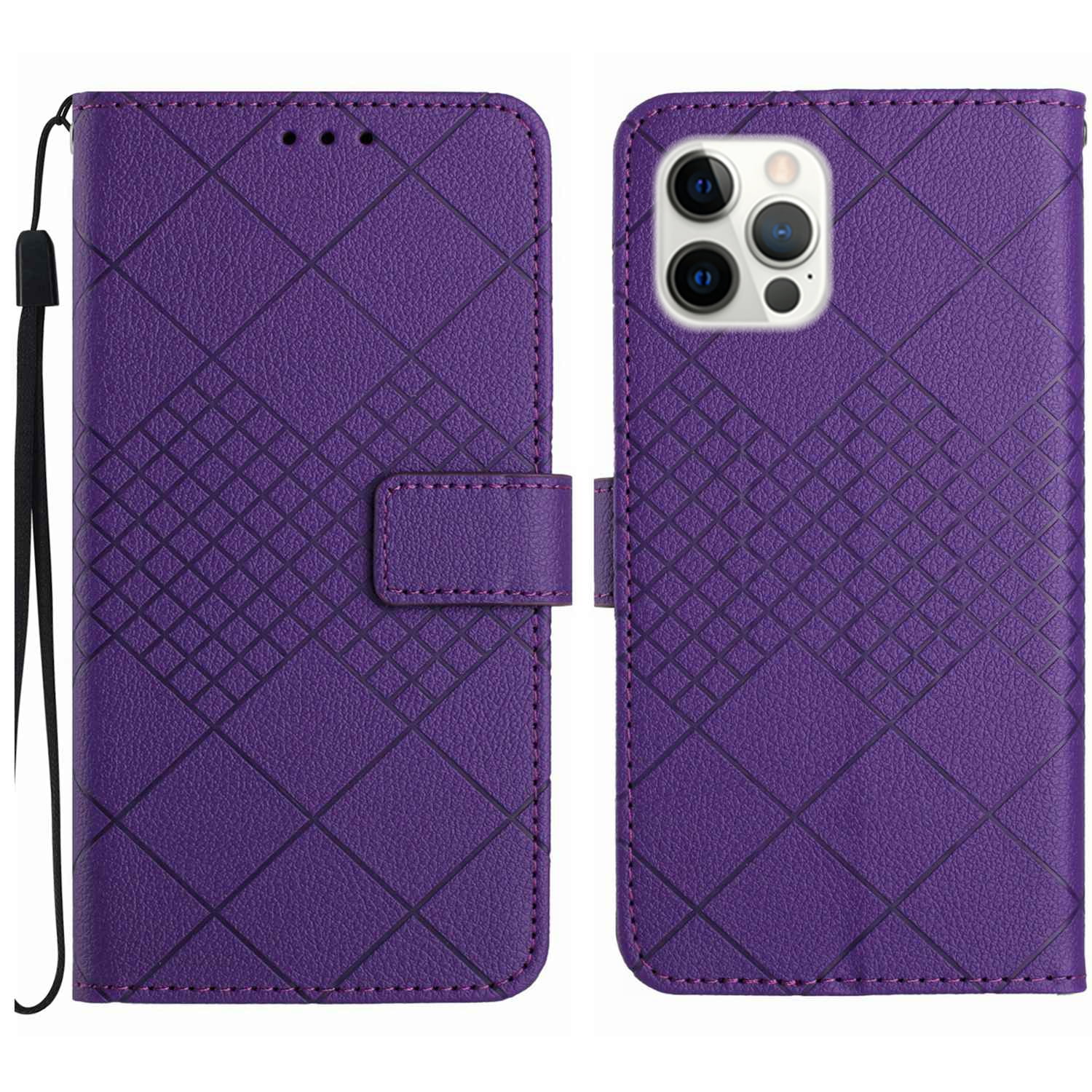 Compatible for iPhone 14 Pro Wallet Case Rhombus Skin Feel Strong ...