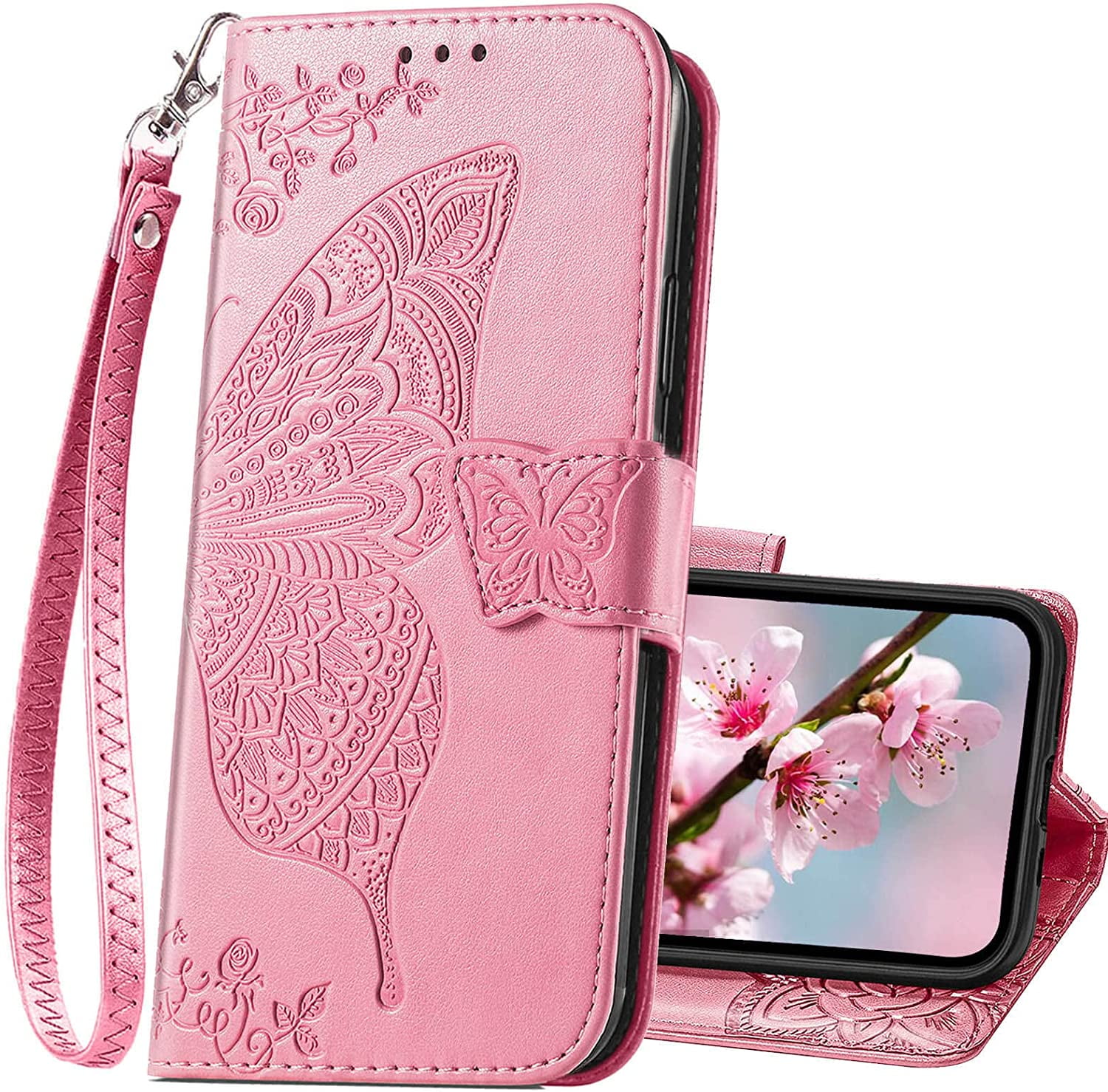 Compatible with iPhone 14 Wallet Case for Women,Butterfly Embossed PU ...
