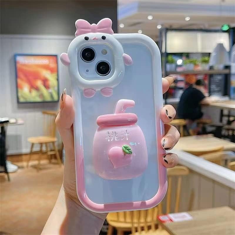 Compatible with iPhone 14 pro 3D Phone Case Cute Cartoon Girl Milk Tea ...