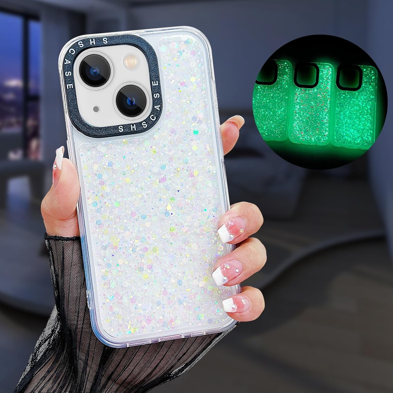 Compatible with iPhone 15 Bling Case Glow in The Dark Noctiluncent ...