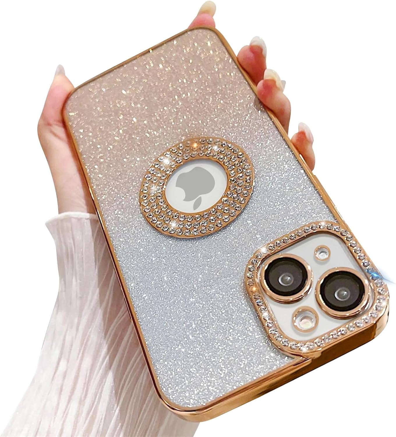 Compatible for iPhone 15 Case with Luxury Glitter Plating Cute Diamond ...