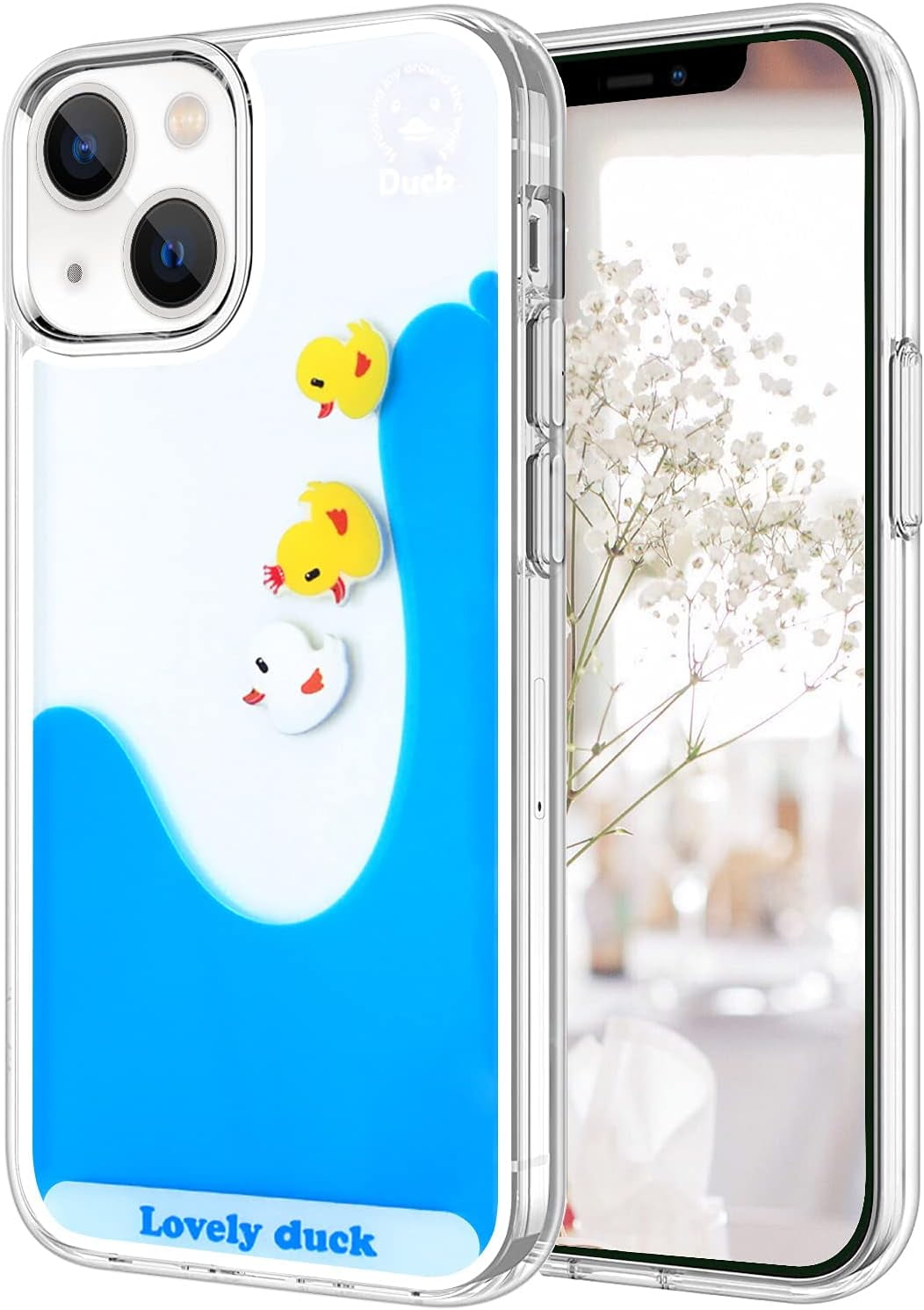 Compatible with iPhone 15 Liquid Case Cute Funny Cartoon Moving Water ...
