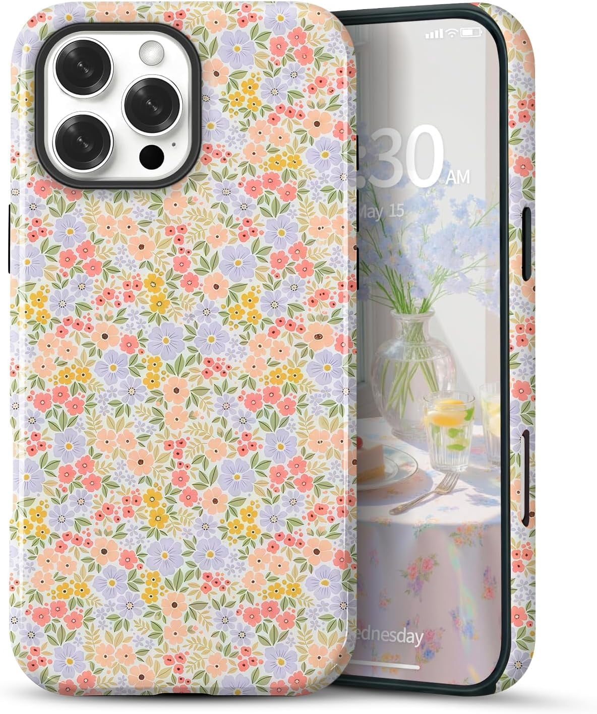 Compatible for iPhone 15 PRO MAX Case Cute Floral Print Simple Fashion ...
