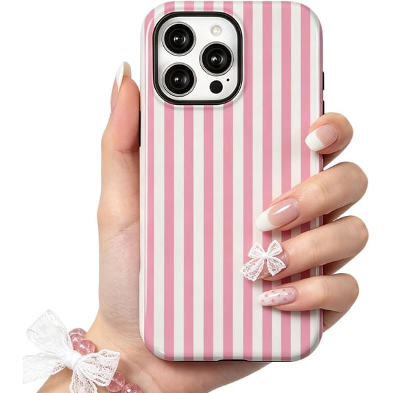 Compatible with iPhone 15 PRO MAX Case Cute Striped Pattern Simple ...