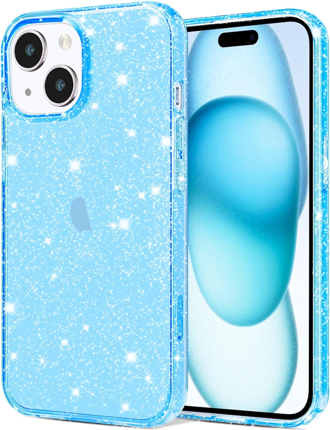 Compatible with iPhone 15 Plus Case Glitter, Clear Transparent Soft TPU ...