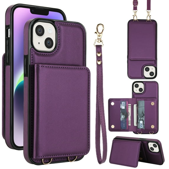 Compatible with iPhone 15 Plus Crossbody Strap & Wrist Strap Wallet ...