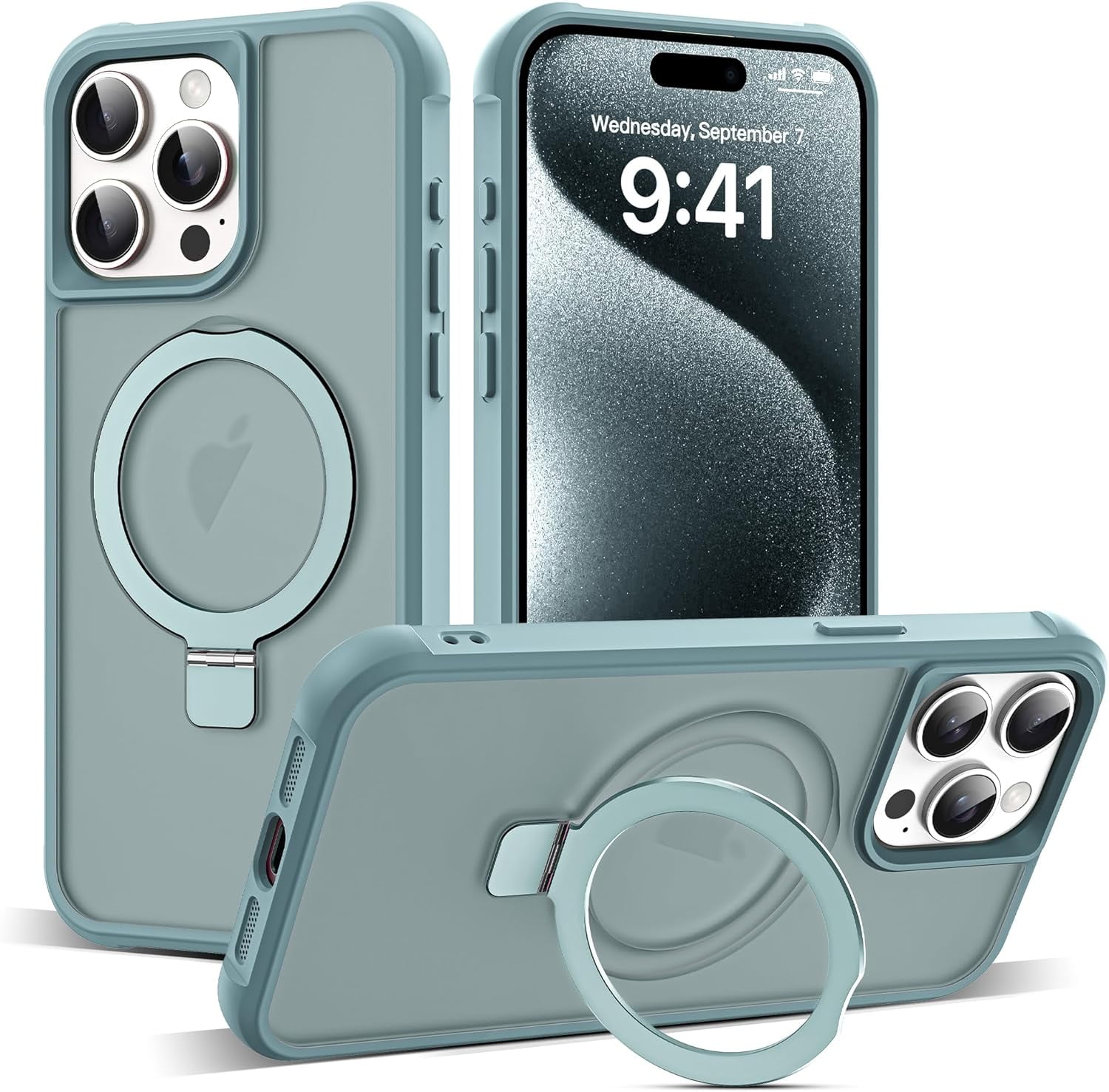 Compatible with iPhone 15 Pro Case with Invisible Magnetic O-Ring Stand ...