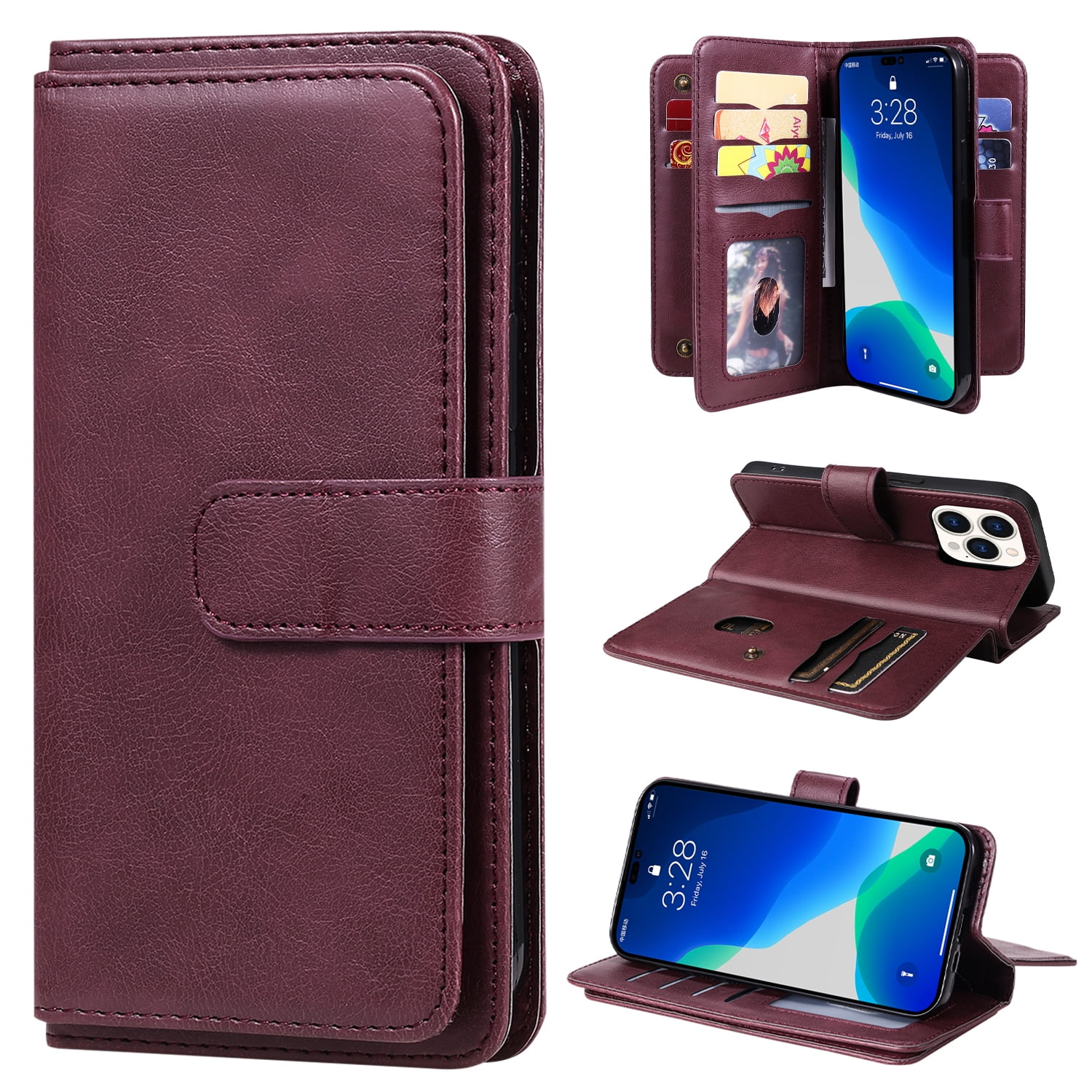 Compatible with iPhone 15 Pro Case Wallet with Card Holder[10 Card ...