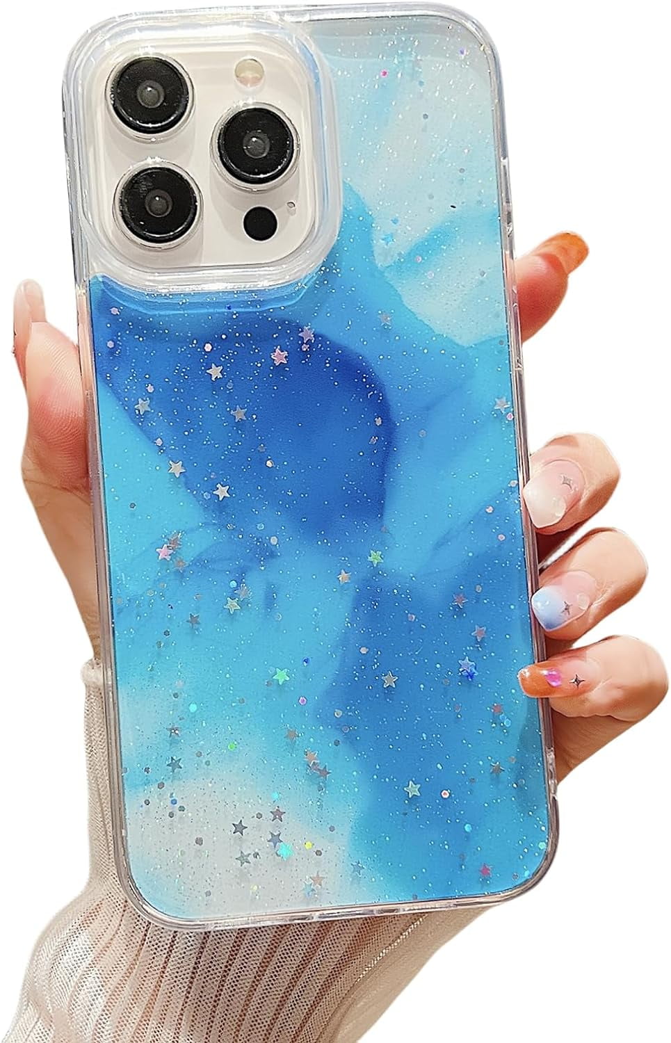 Compatible with iPhone 15 Pro Glitter Clear Case, Cute Marble Print ...