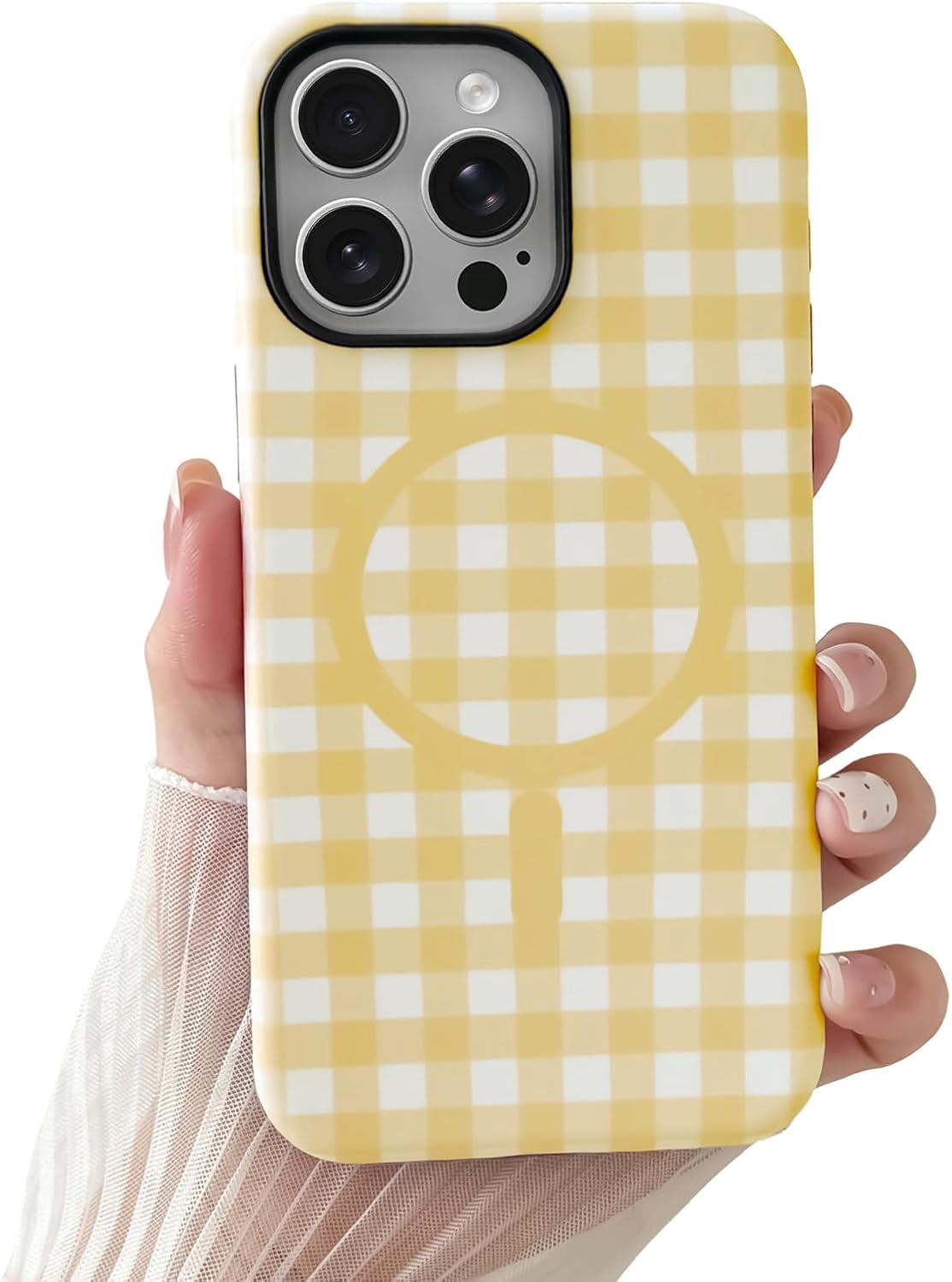 Compatible with iPhone 15 Pro Max Case, Cute Aesthetic Gingham Plaid ...
