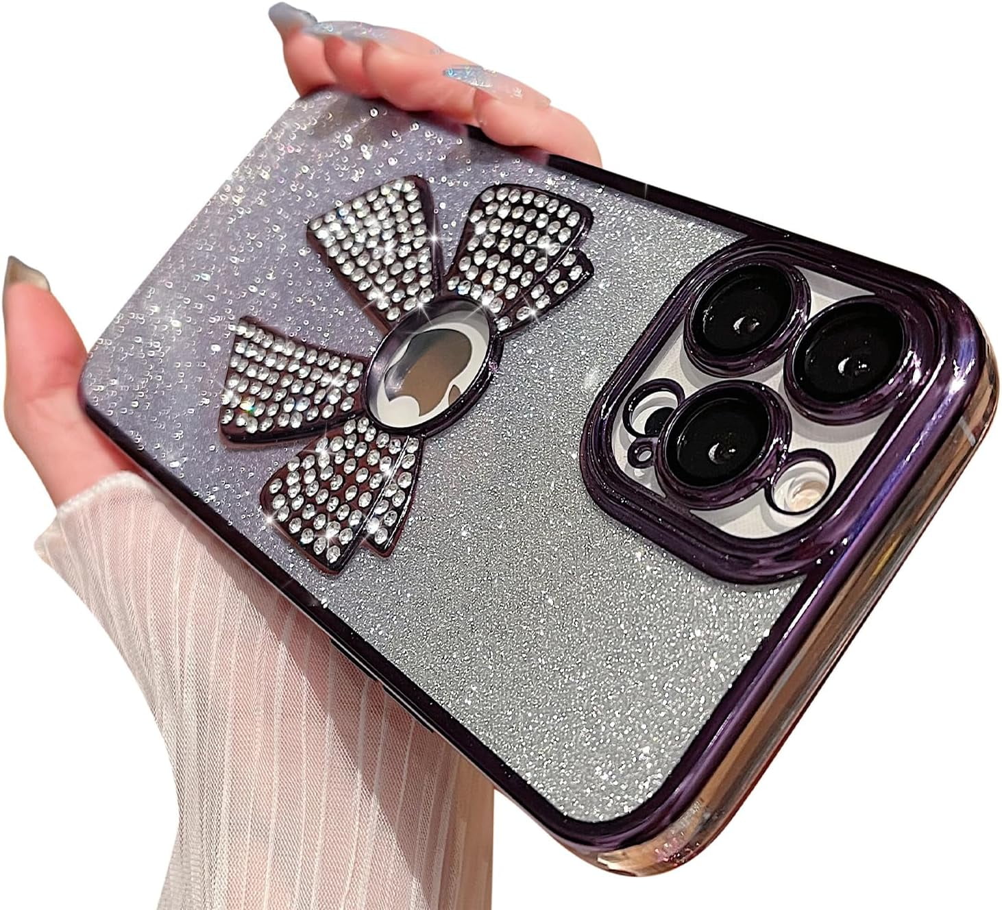 Compatible with iPhone 15 Pro Max Glitter Case,Luxury Cute Bowknot ...
