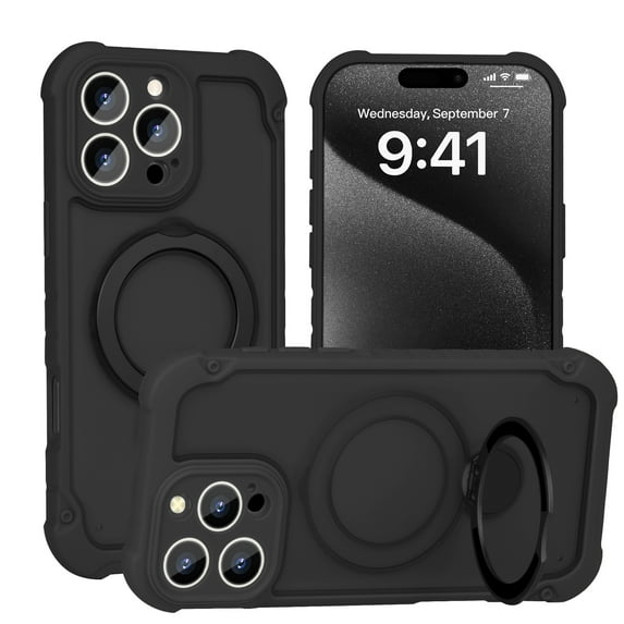 Compatible with iPhone 16 Case, with Invisible Magnetic Ring Kickstand Military-Grade ...
