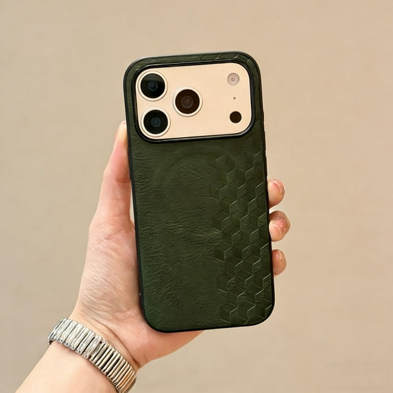 Compatible for iPhone 16 Plus Magnetic Case, Grid Pattern PU Leather ...