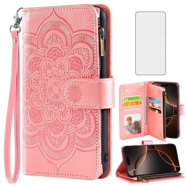 Asuwish Compatible with iPhone 16 Pro 6.3 inch Wallet Phone Case and Tempered Glass Screen ...