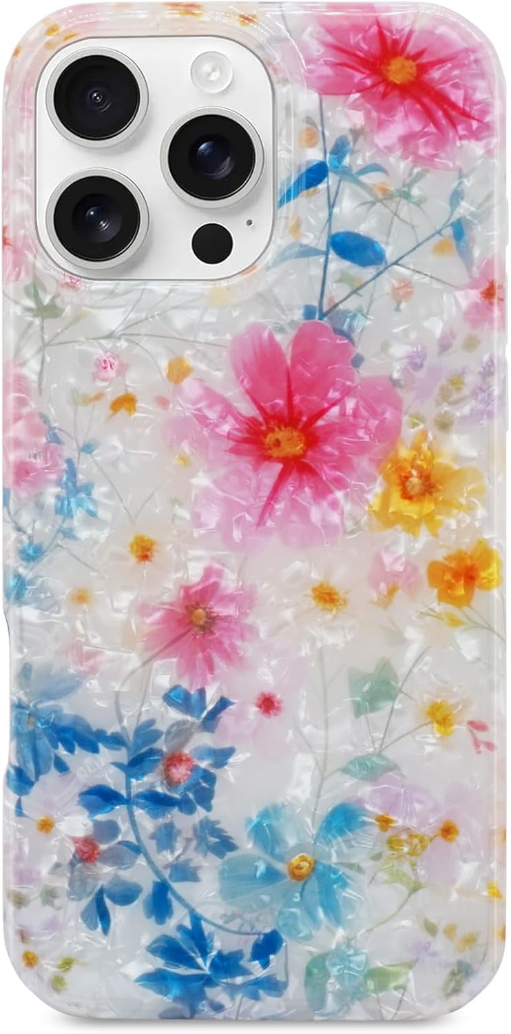Compatible for iPhone 16 Pro Case for Women, Cute Sparkle Floral Print ...