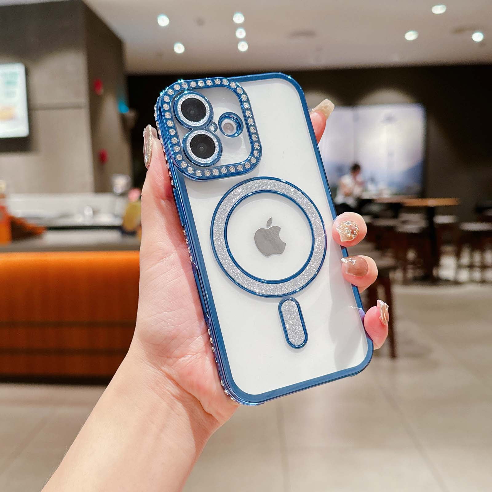 Compatible with iPhone 16 Pro Magnetic Phone Case,Diamond-embedded ...