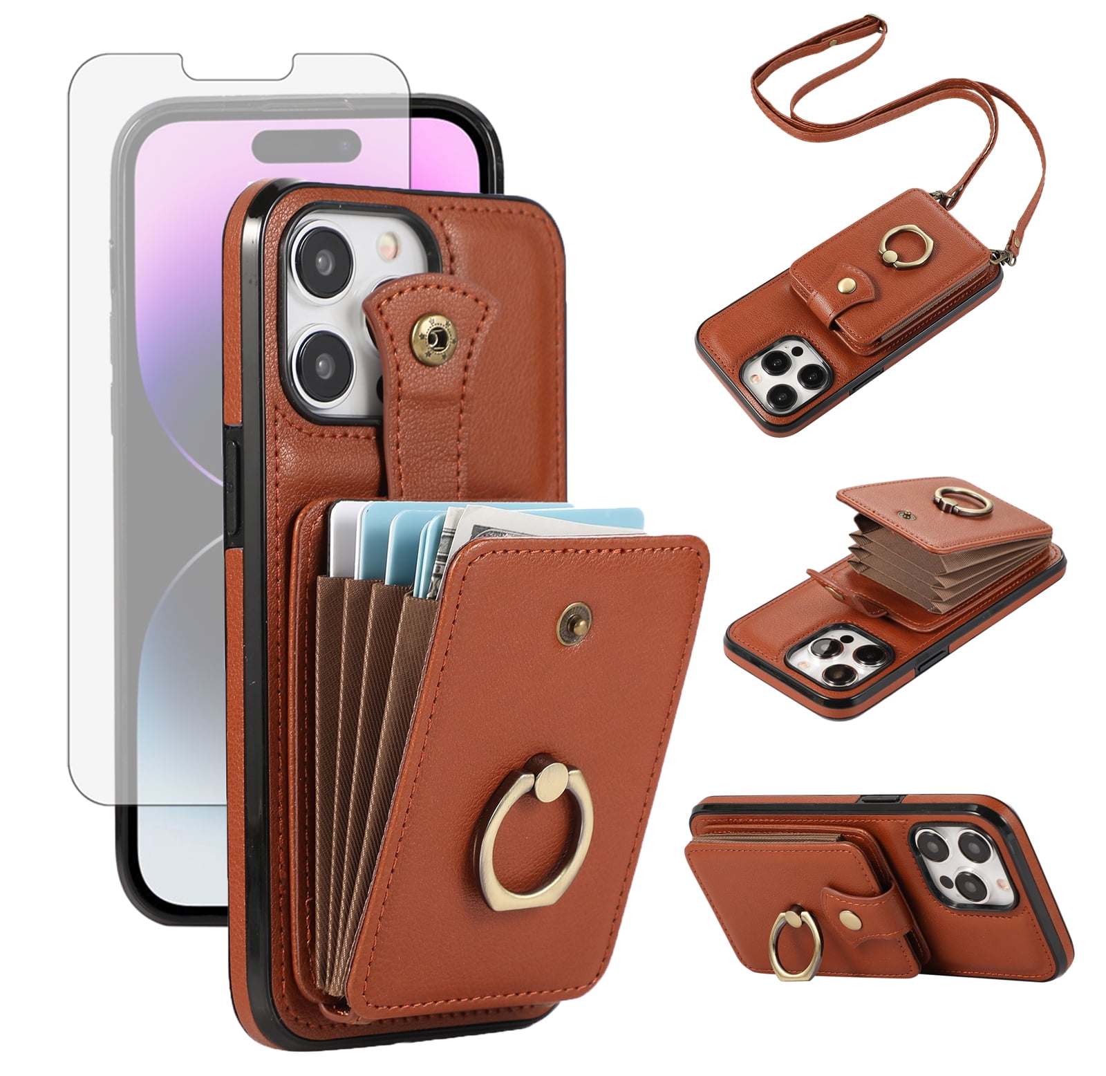 Compatible with iPhone 16 Pro Max 6.9 inch Wallet Phone Case Screen ...
