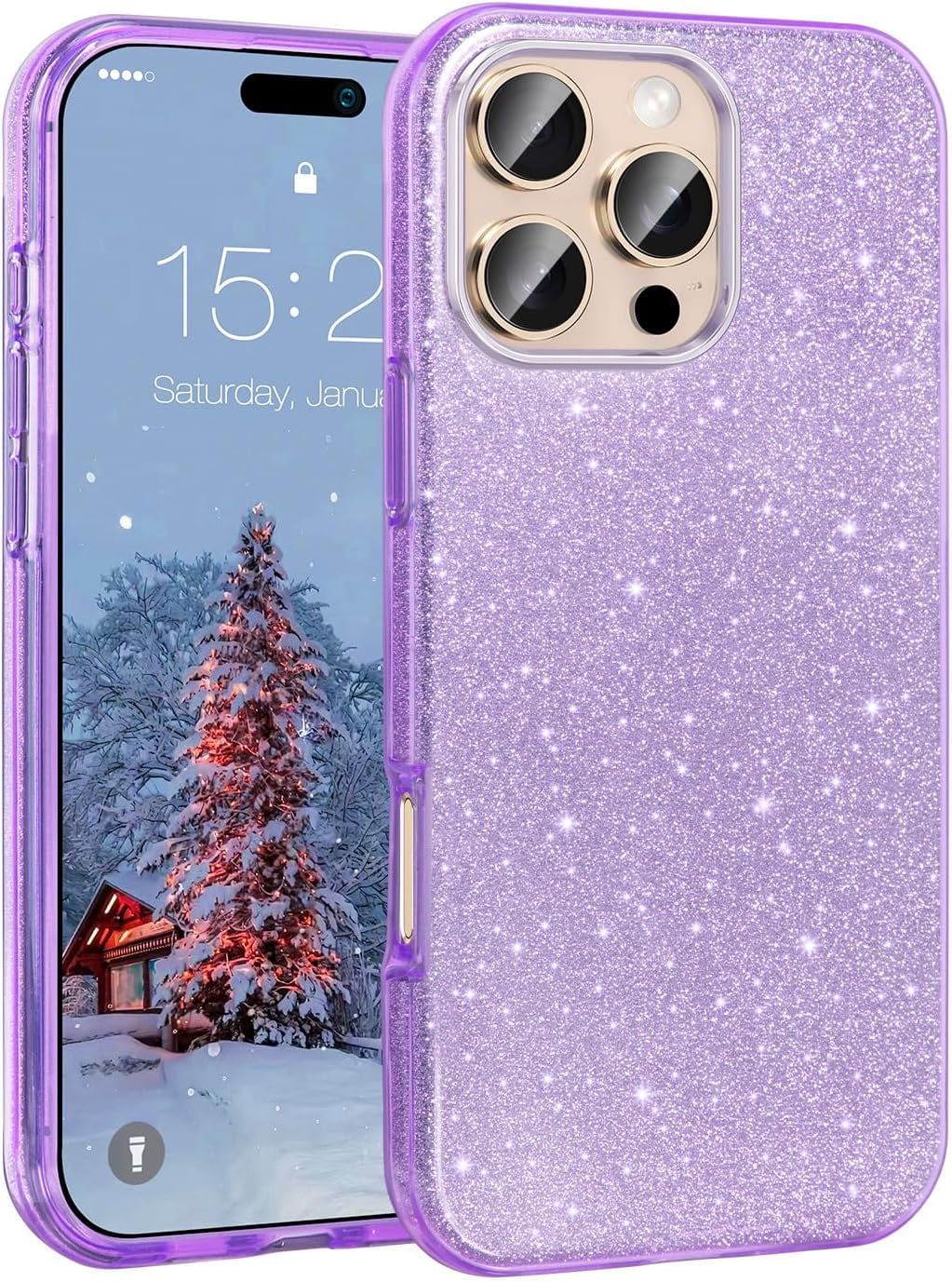 Compatible with iPhone 16 Pro Max Case[2024], Glitter Bling 3-Layer ...