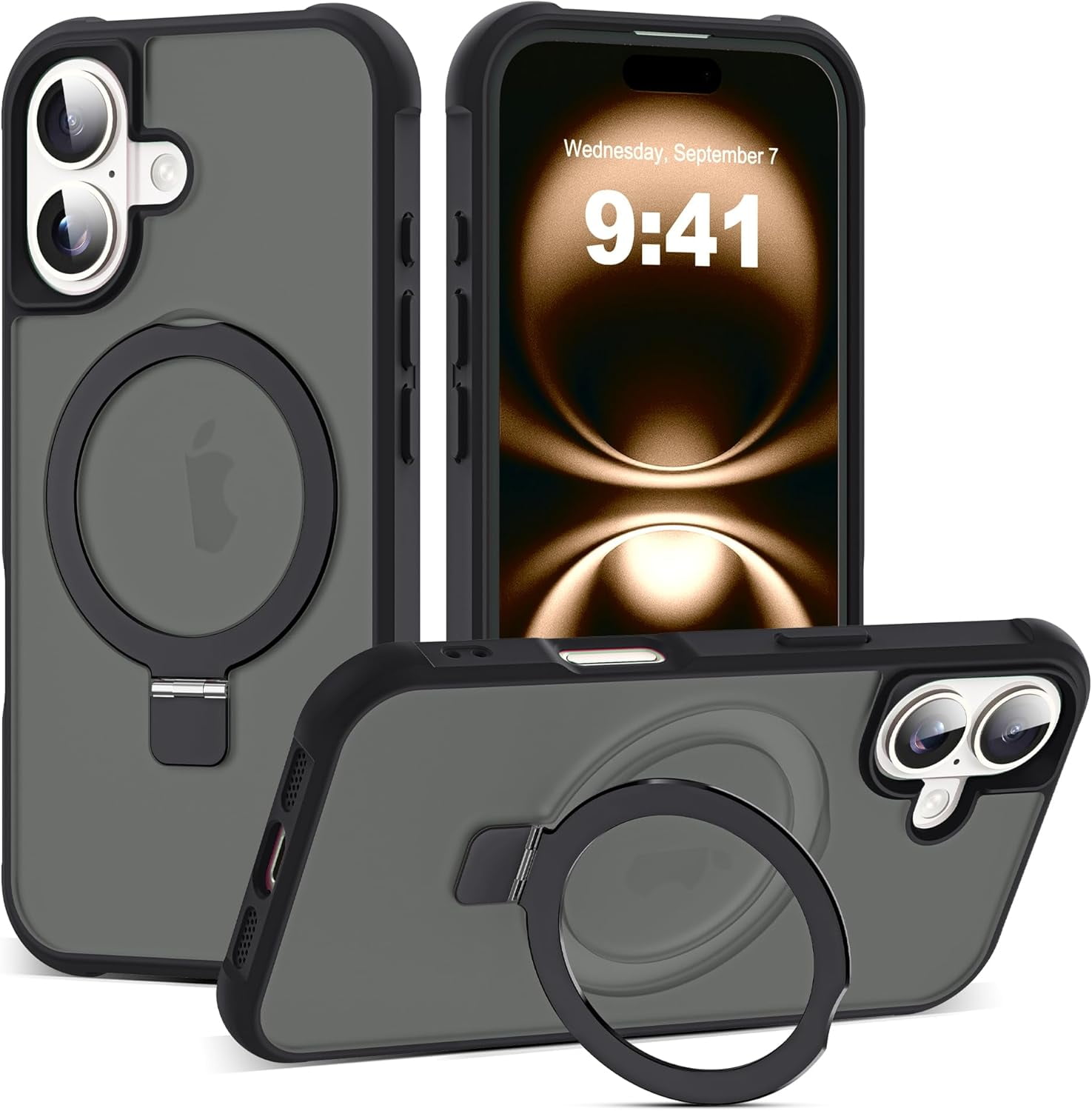 Compatible with iPhone 16E Case with Invisible Magnetic O-Ring Stand ...
