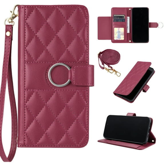 Compatible with iPhone 17 Case with Card Holder Crossbody Wrist Strap ...