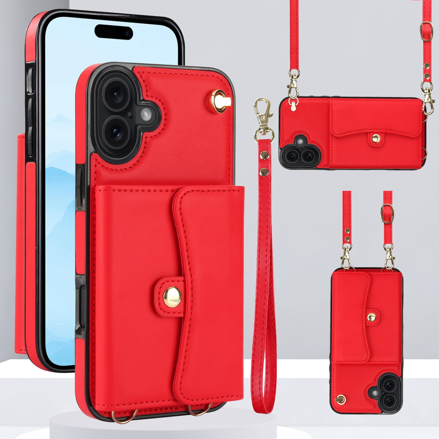 Compatible with iPhone 17 Crossbody Wallet Case with Card Holder for ...