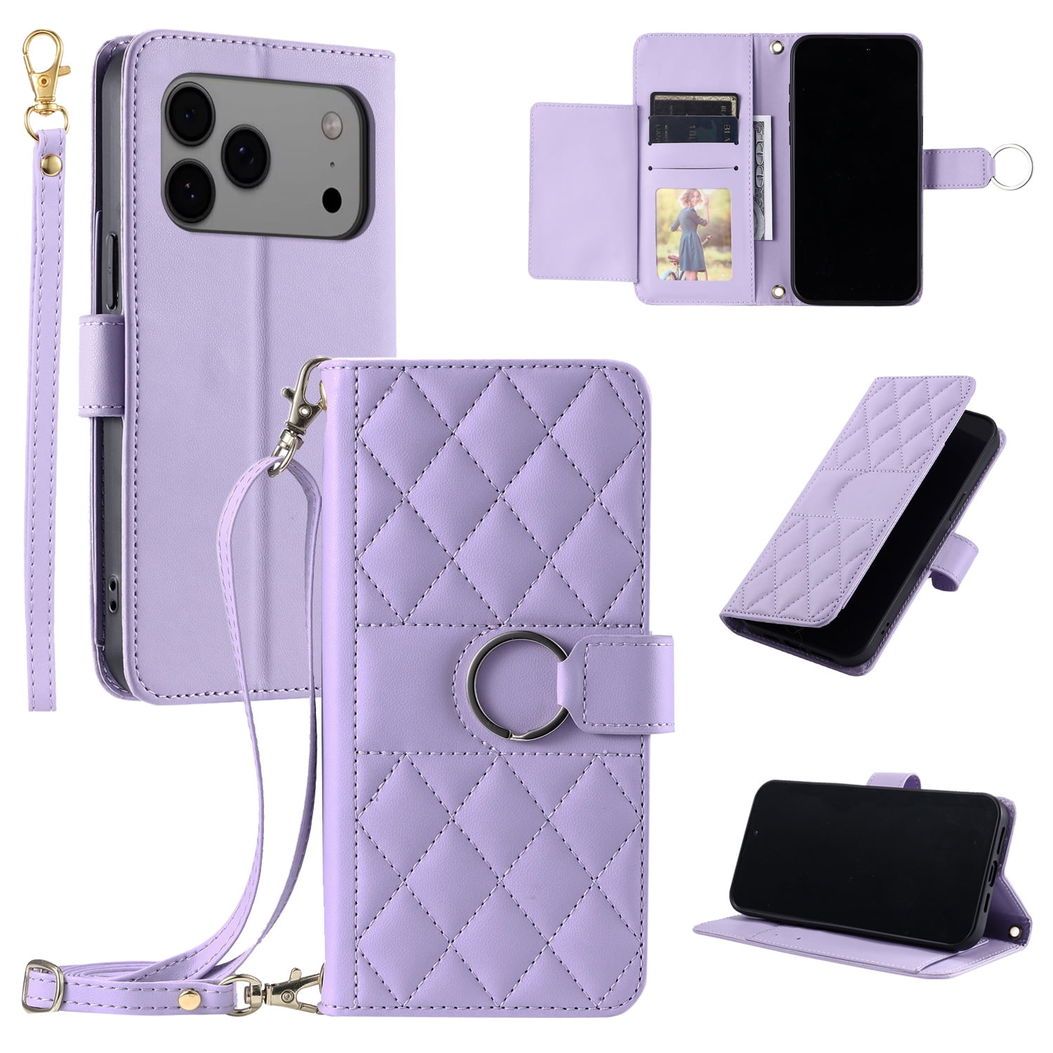 Compatible with iPhone 17 Pro Max Case with Card Holder Crossbody Wrist ...