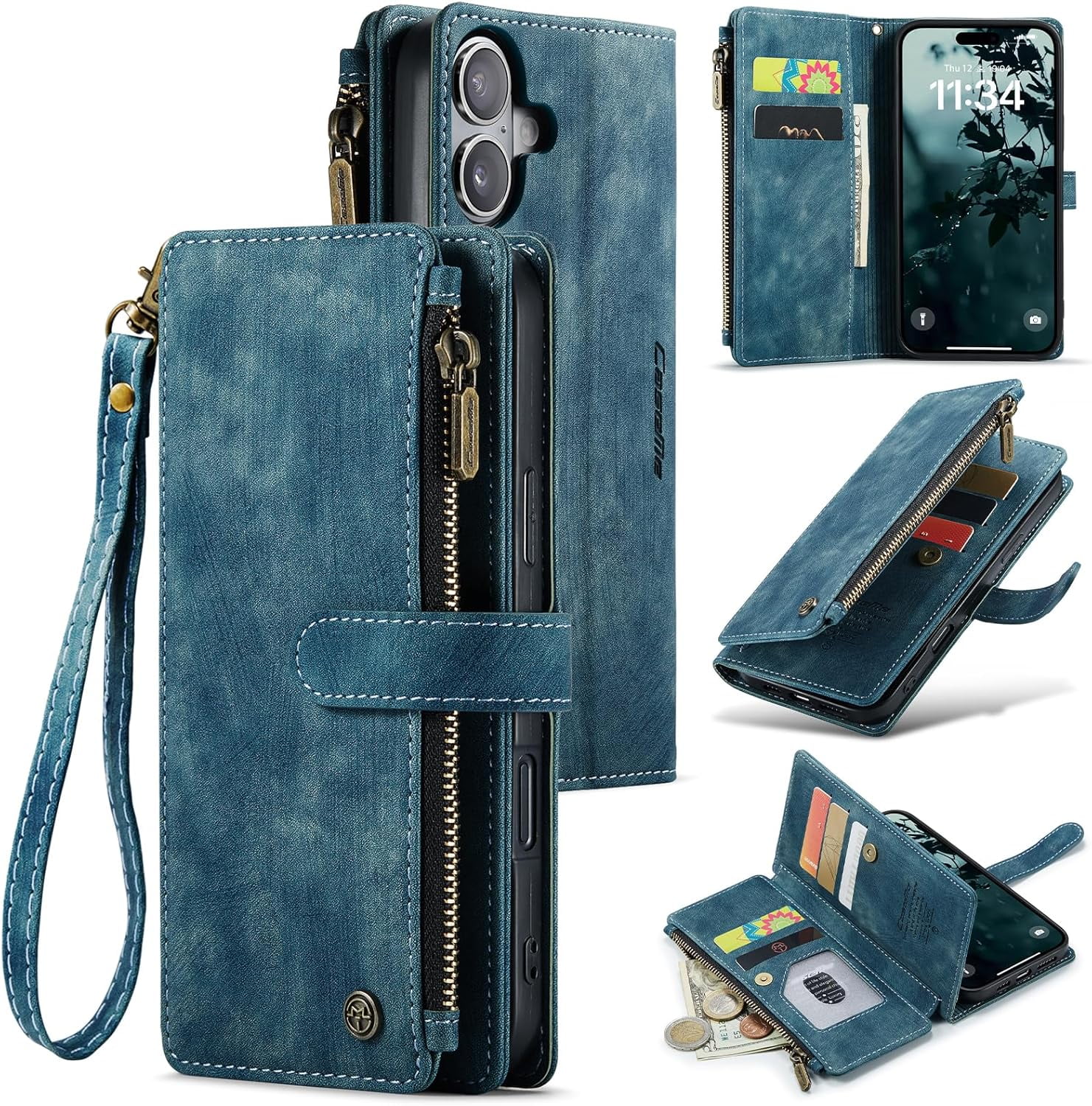 Compatible with iPhone 17 Wallet Case with Card Holder Kickstand ...