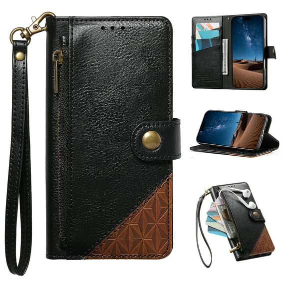 Compatible with iPhone 17 Wallet Phone Case - PU Leather Magnetic Flip ...