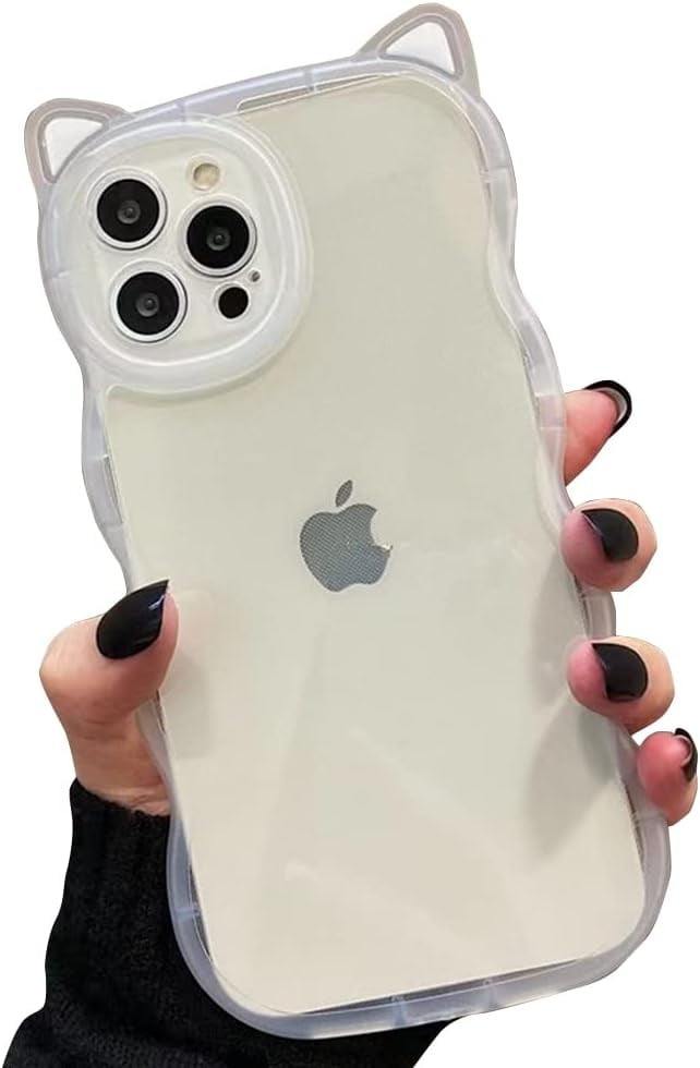 Compatible with iPhone Case,Curly Wavy Shape Cute Kawaii Cat Ears ...