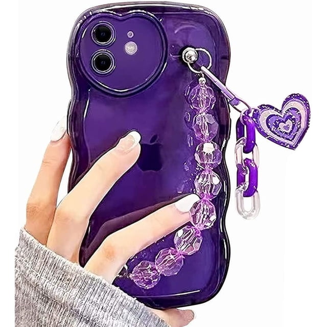 Compatible with iPhone Case,Cute Curly Wavy Shape Heart Camera Lens ...