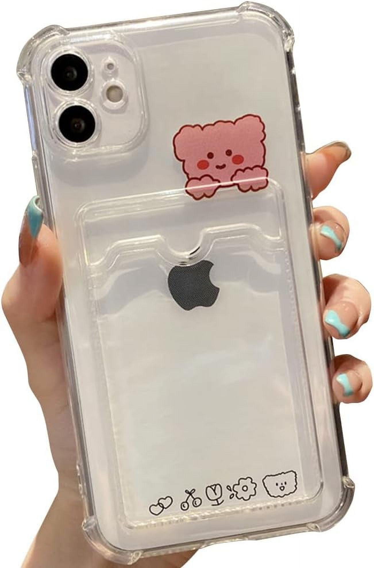 Compatible with iPhone Case,Cute Kawaii Cartoon Bunny Bear Clear Credit Card Slot Holder Wallet ...