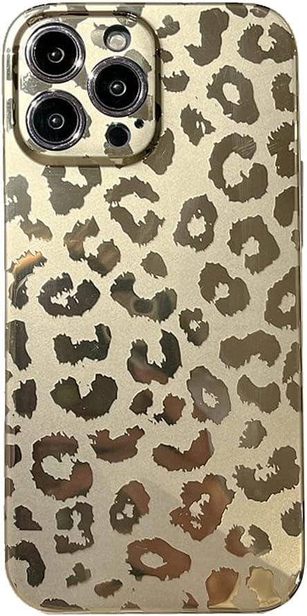 Compatible with iPhone Case,Electro Plated Design Cheetah Leopard Print Pattern Camera Lens ...