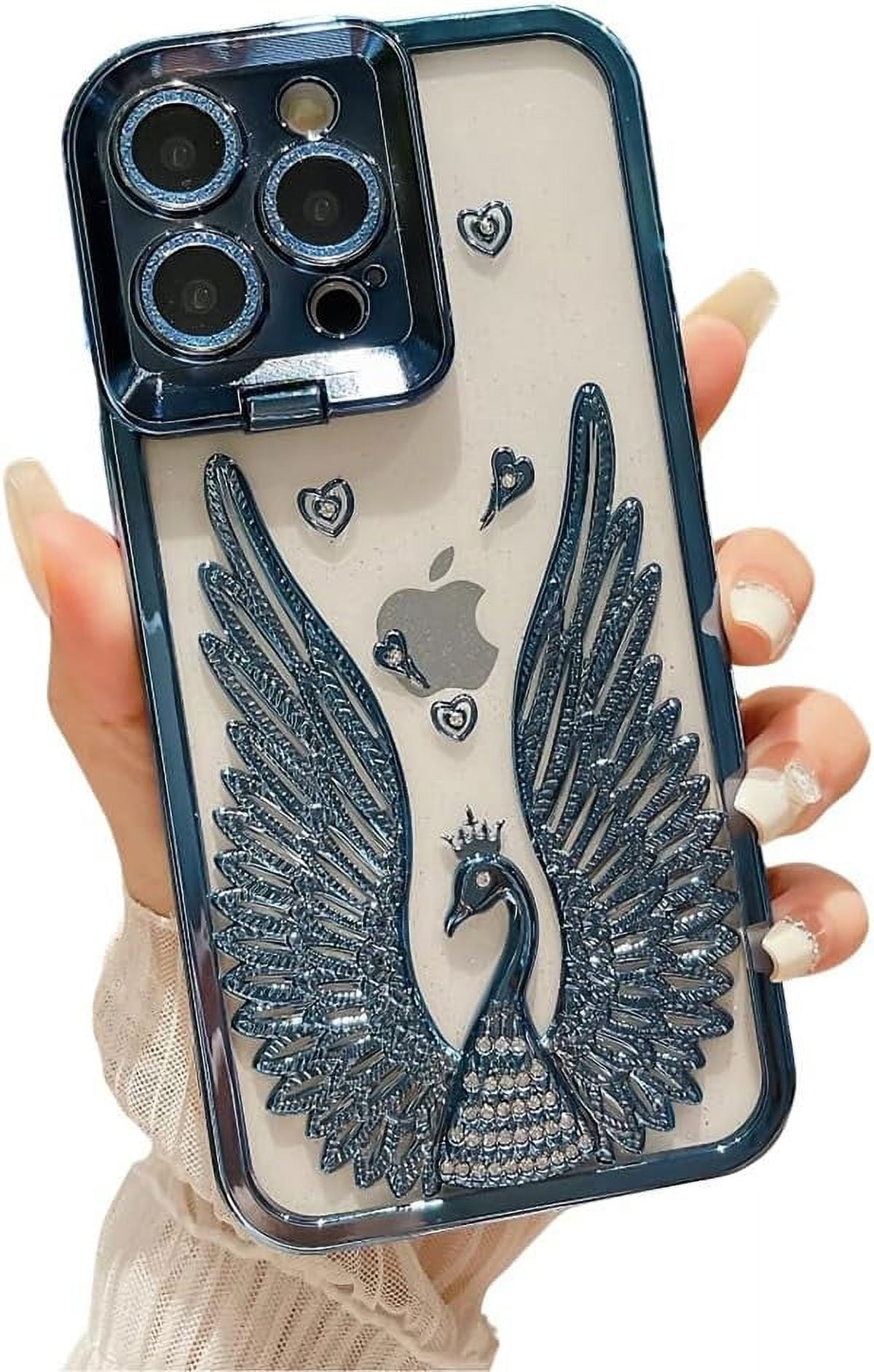 Compatible with iPhone Case,Electro Plated Frame Swan Wings,Glitter ...